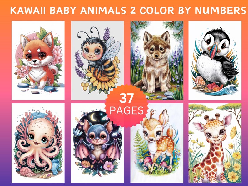 37 Color by Number Pages, Digital Coloring Pages, Paint by Numbers ...