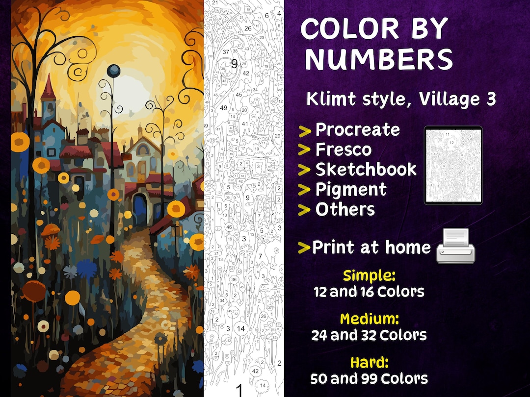 Color by Number, Digital Coloring Pages, Paint by Numbers, Procreate ...