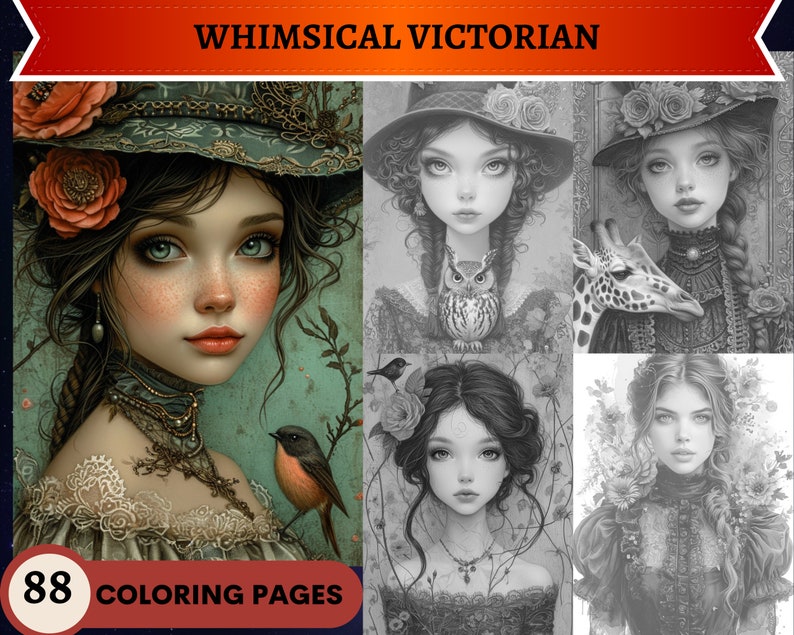 88 Whimsical Victorian Coloring Pages | Printable Adult Coloring Pages ...