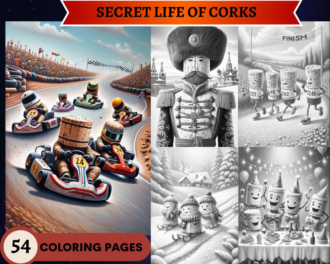 54 Secret Life of Corks Grayscale Coloring Pages | Printable Adult ...