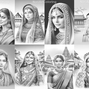 57 Veiled People Grayscale Coloring Pages | Printable Adult Coloring ...