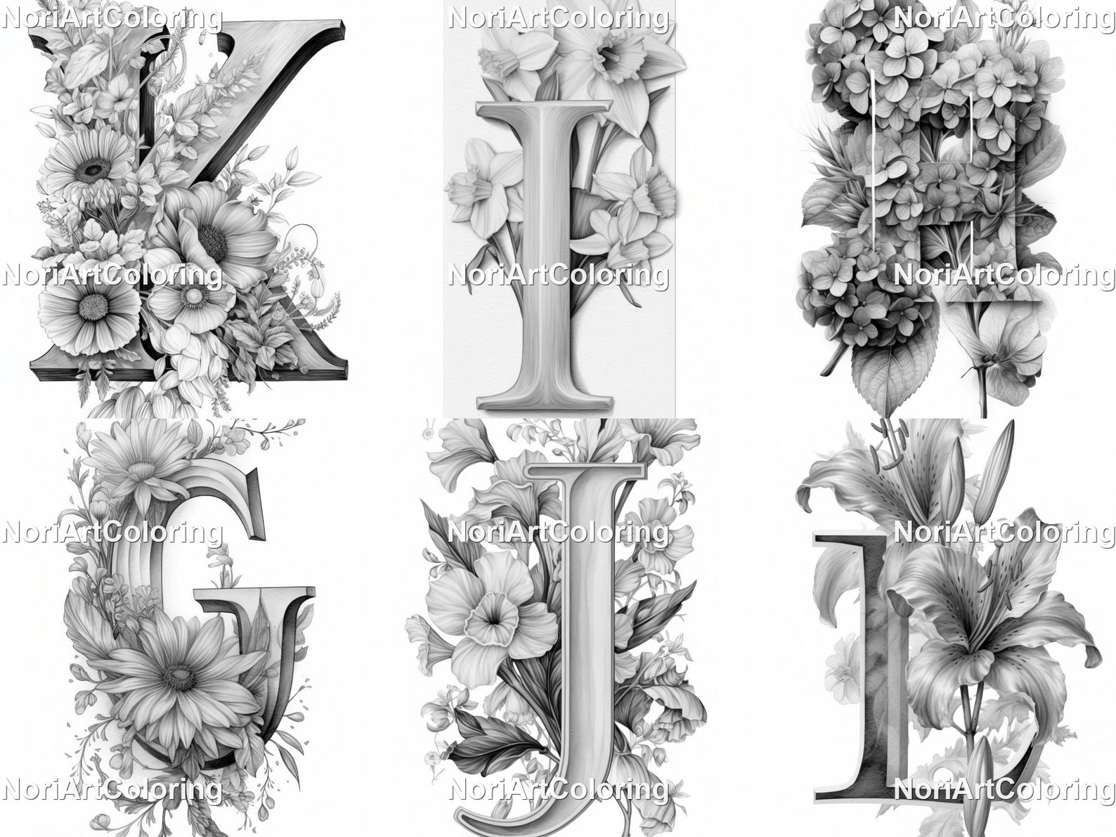 100 Floral Alphabet Coloring Pages | Letters With Flowers | Printable ...