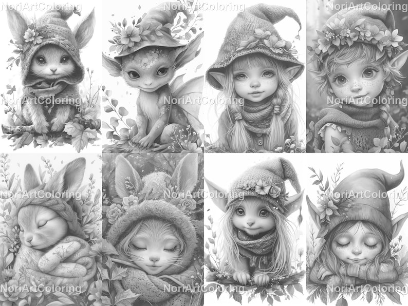 51 Whispering Woods: Elves and Enchanted Beings Coloring Pages ...