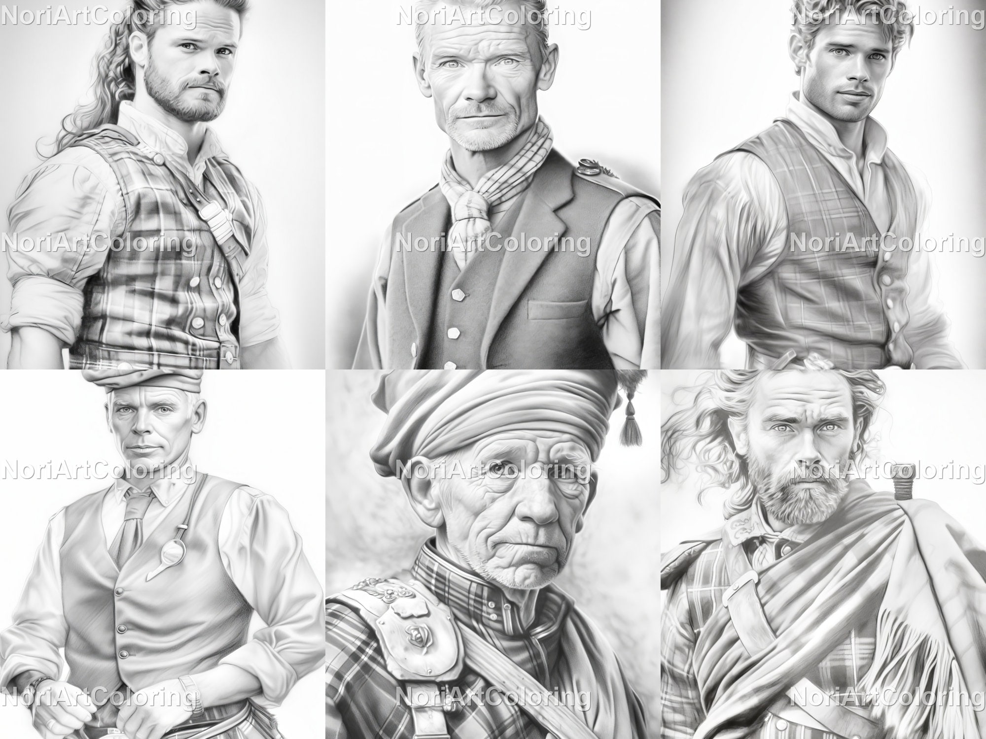 42 Scottish Highlanders | Irish Men |grayscale Coloring Pages|printable ...