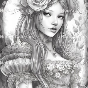 30 Gothic Girls Set 2 Coloring Pages | Bright, Medium and Dark Versions ...