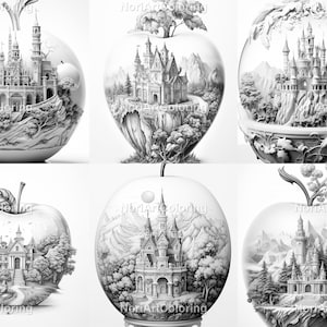 50 Miniworld in an Apple and Other Miniature Worlds Grayscale Coloring ...