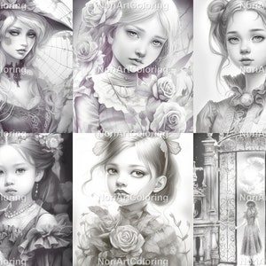 30 Gothic Girls Set 2 Coloring Pages | Bright, Medium and Dark Versions ...