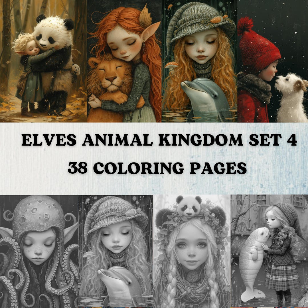 38 Elves' Animal Kingdom Set 4: Tales of Friendship and Magic Coloring ...
