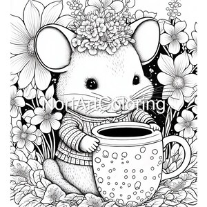 32 Cute Animals Drinking Coffee Coloring Book | Printable Adult ...