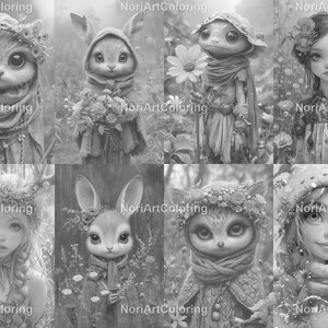 60 Pixie Dust Sprites in Bloom Grayscale Coloring Pages | Printable ...