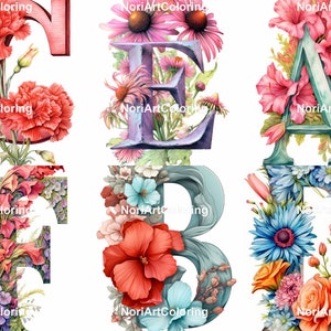 100 Floral Alphabet Coloring Pages | Letters With Flowers | Printable ...