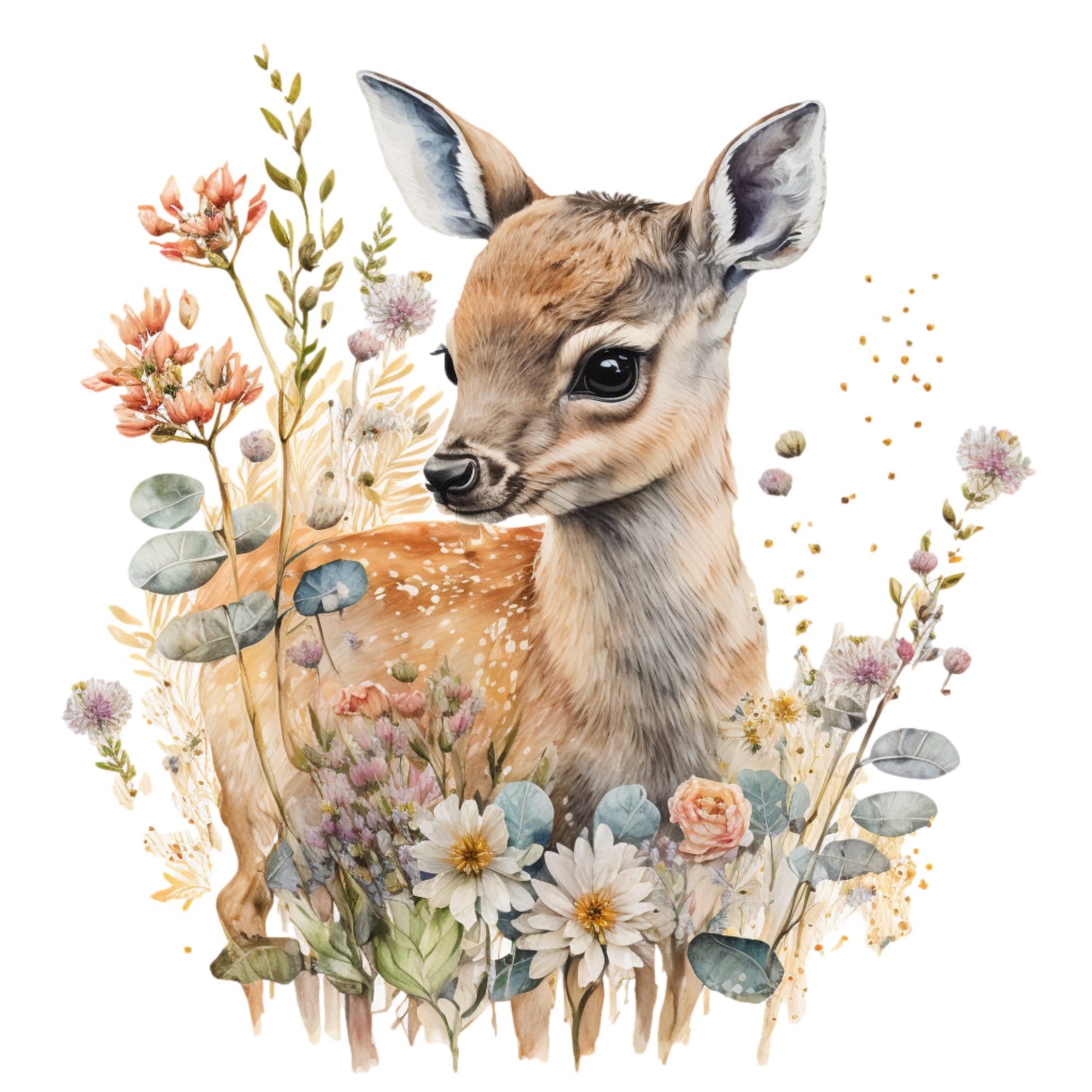 12 Watercolor Baby Animals With Flowers PNG on Transparent - Etsy