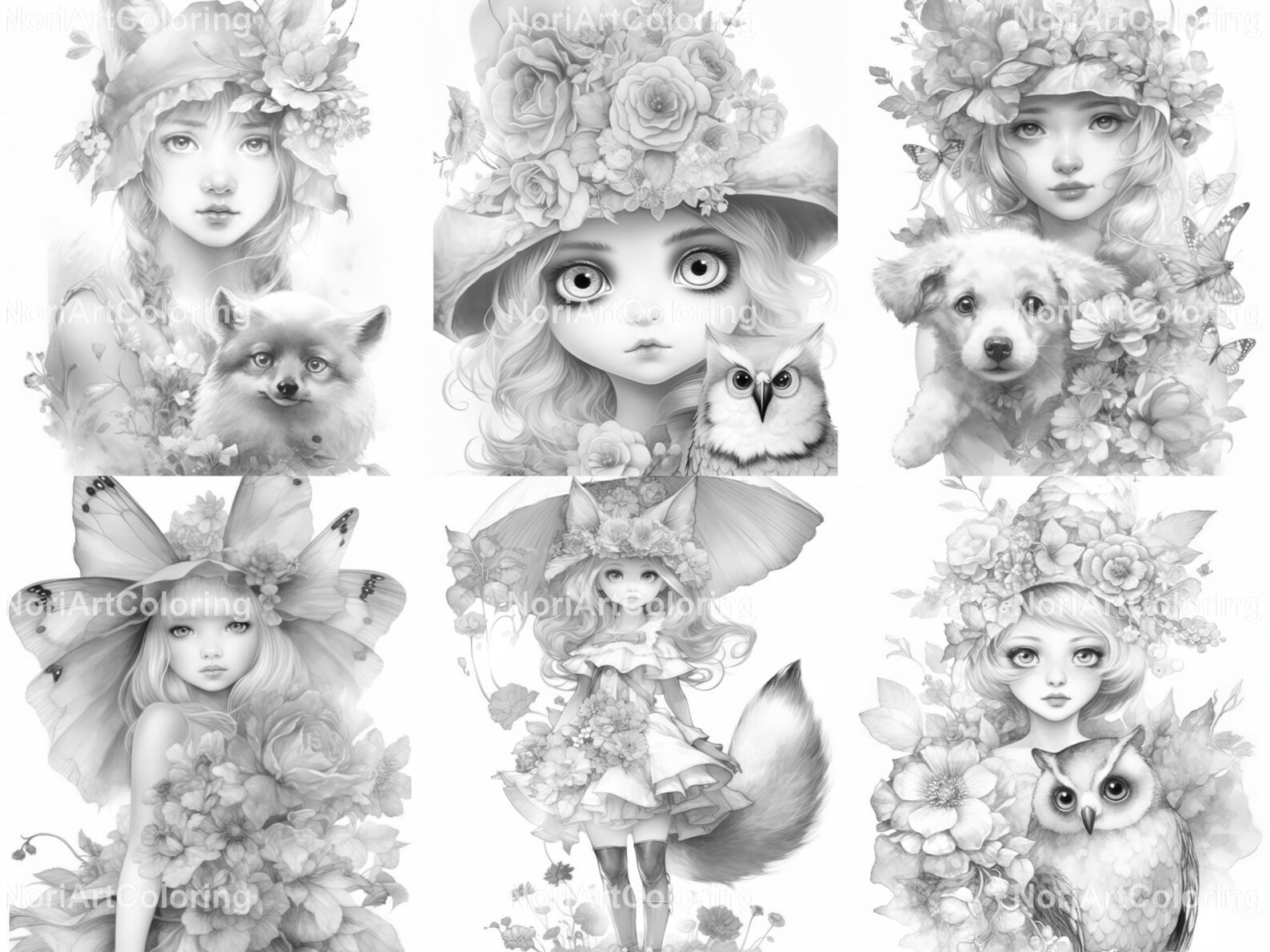 30 Cute Little Fairies Set 3 Coloring Pages , Fairies With Animals ...