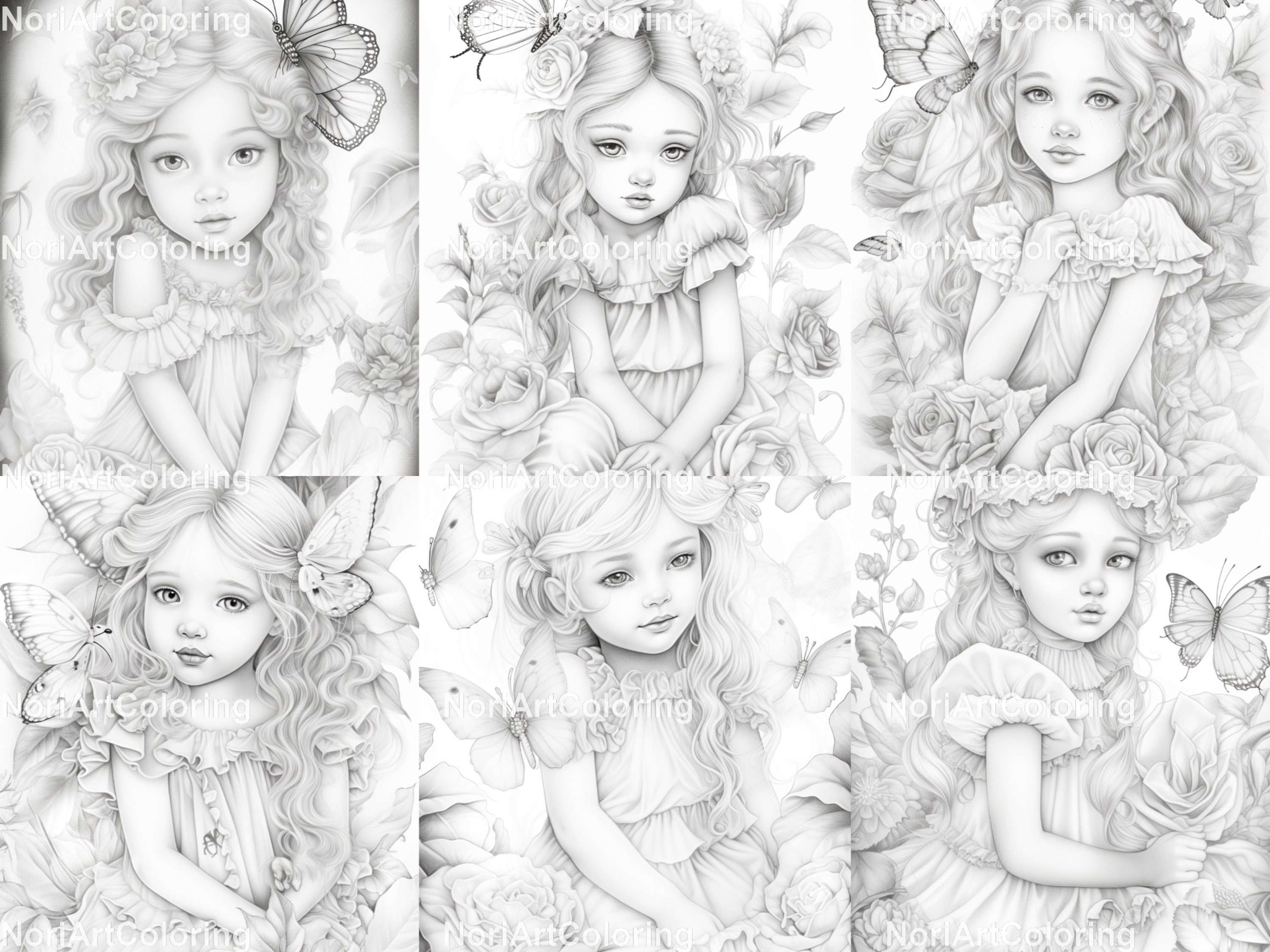 33 Little Girls With Flowers and Butterflies Printable Adult - Etsy ...