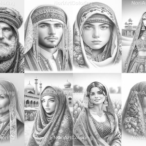 57 Veiled People Grayscale Coloring Pages | Printable Adult Coloring ...