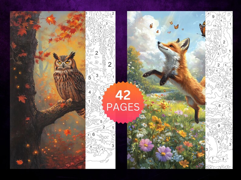 42 Color by Number Pages, Digital Coloring Pages, Paint by Numbers ...