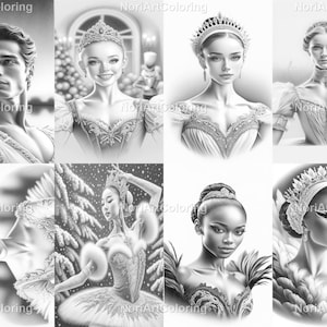 63 Ballet Dancers Grayscale Coloring Pages | Swan Lake Giselle Sleeping ...
