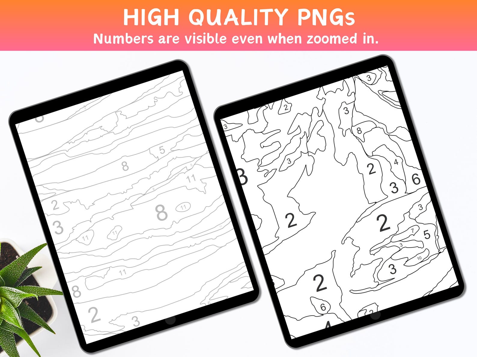 25 Color by Number Pages, Digital Coloring Pages, Paint by Numbers ...