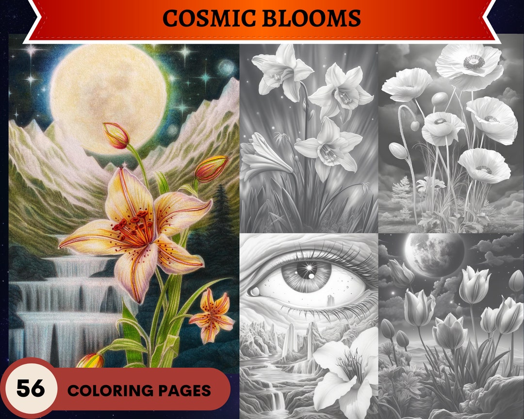 56 Cosmic Blooms Coloring Pages | Printable Adult Coloring Pages ...
