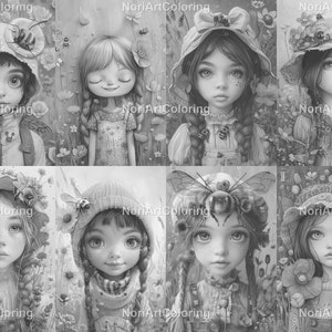 60 Pixie Dust Sprites in Bloom Set 2 Grayscale Coloring Pages ...