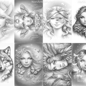 48 Animal Human Fusion Grayscale Coloring Pages | Printable Adult ...