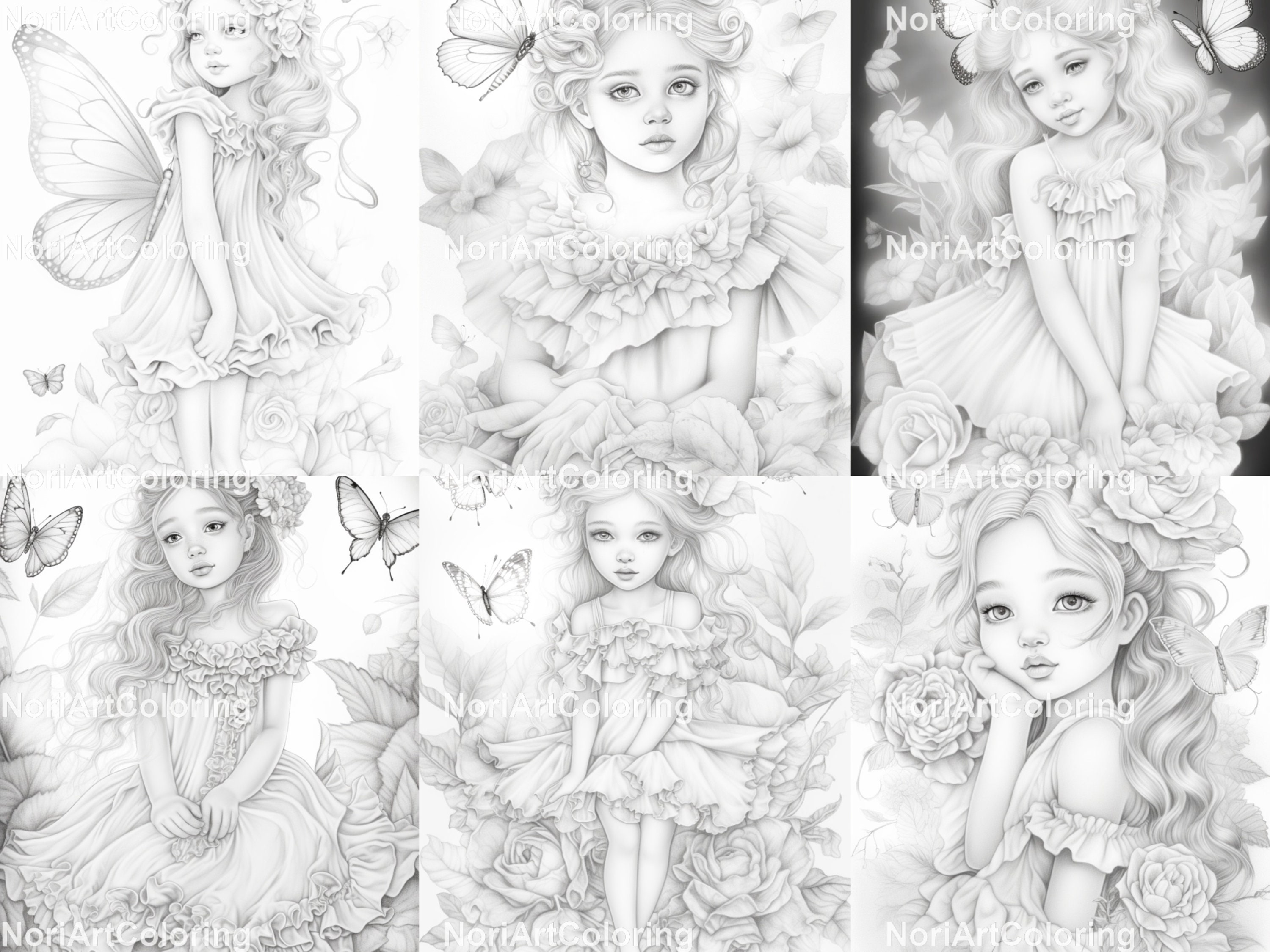 33 Little Girls With Flowers and Butterflies Printable Adult - Etsy ...