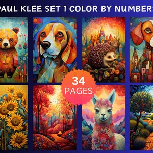 34 Paul Klee Inspired Paintings Set 1 Color by Number Pages, Digital ...