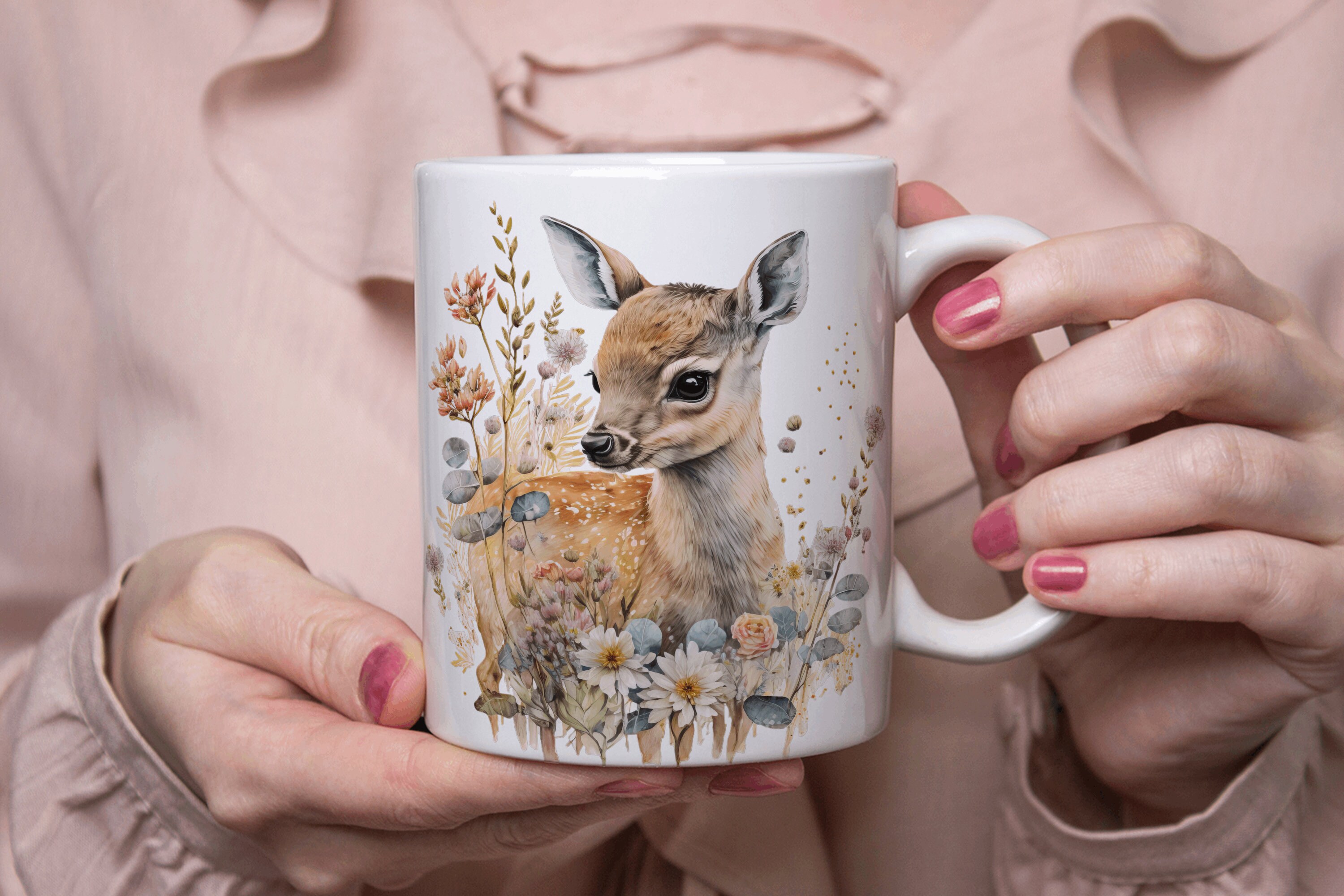 12 Watercolor Baby Animals With Flowers PNG on Transparent - Etsy