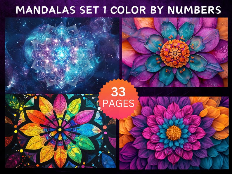 33 Mandalas Color by Number Pages, Digital Coloring Pages, Paint by ...