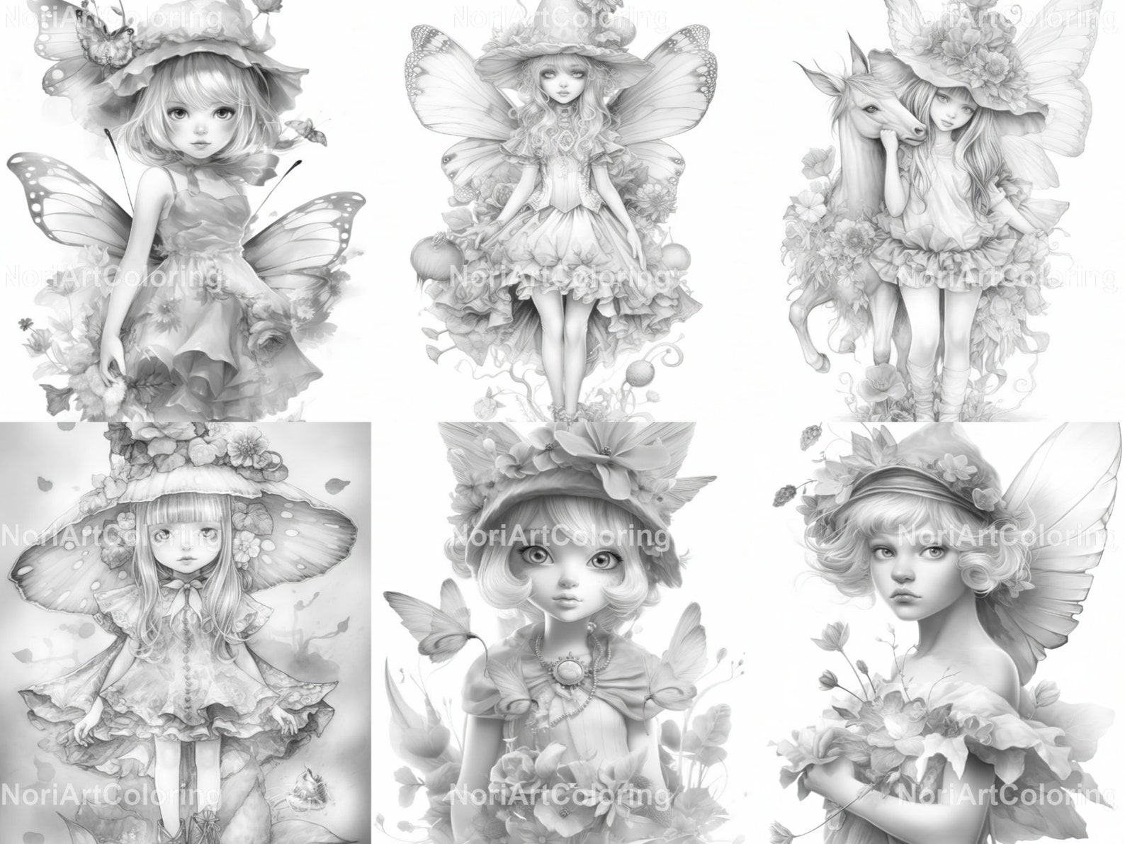 30 Cute Little Fairies Set 3 Coloring Pages , Fairies With Animals ...