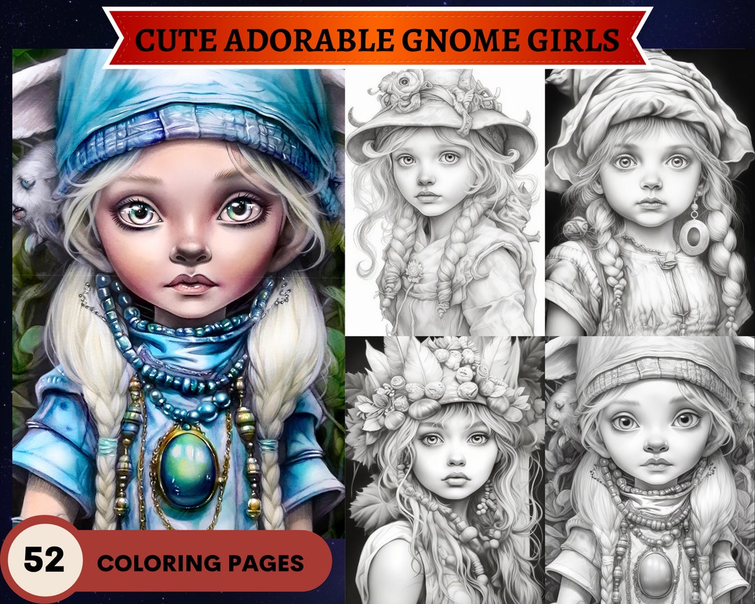 52 Adorable Gnome Girls Coloring Pages | Fantasy Coloring | Printable ...
