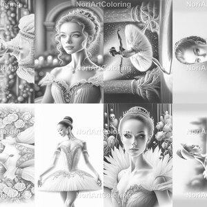 63 Ballet Dancers Grayscale Coloring Pages | Swan Lake Giselle Sleeping ...