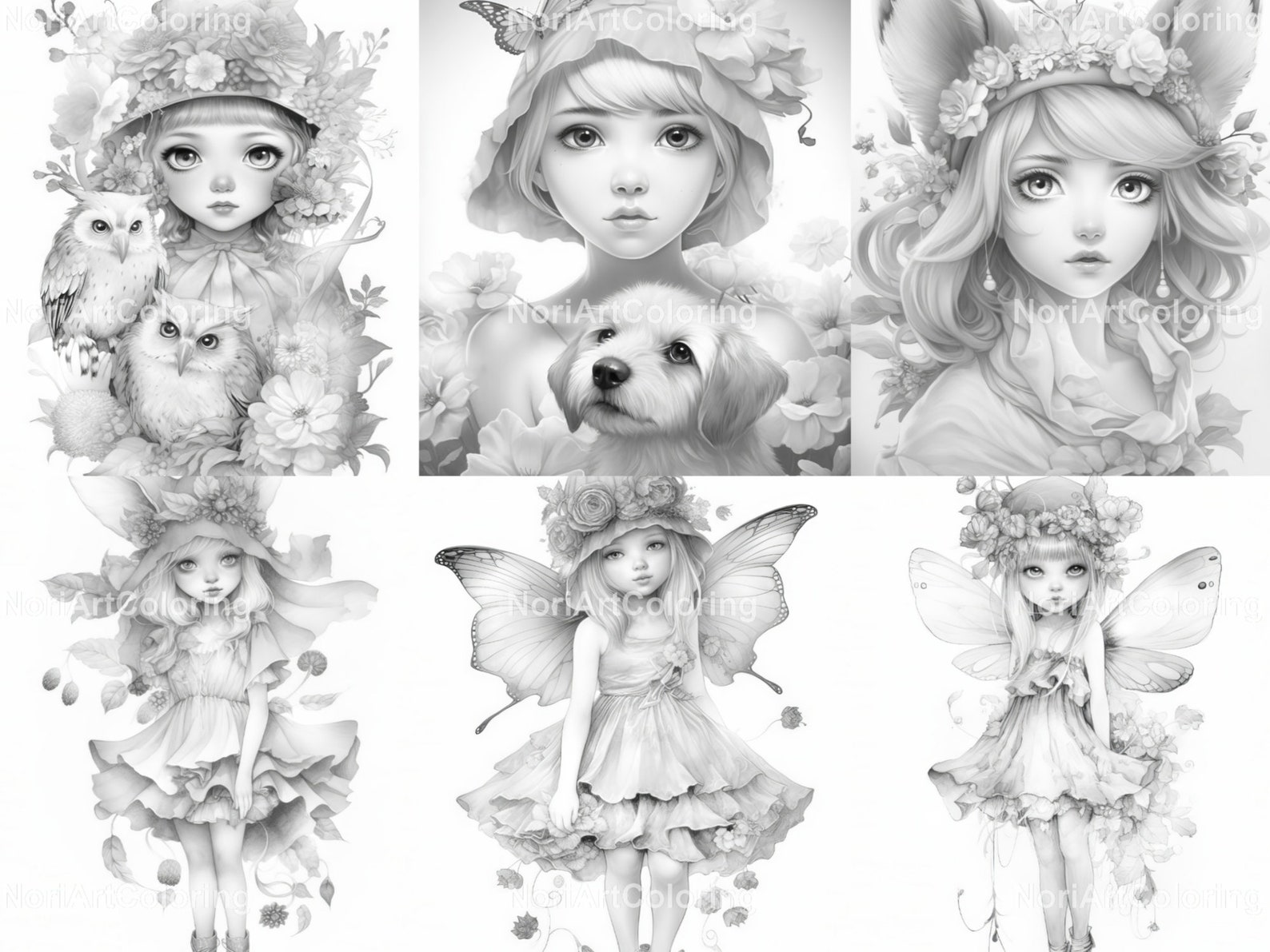 30 Cute Little Fairies Set 3 Coloring Pages , Fairies With Animals ...