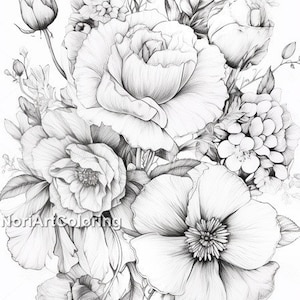 43 Realistic Flowers Coloring Pages | Printable Adult Coloring Pages ...
