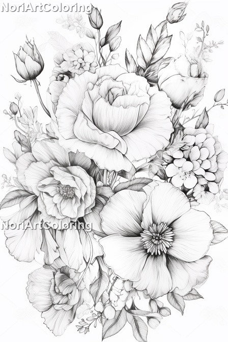 43 Realistic Flowers Coloring Pages Printable Adult Coloring - Etsy Canada
