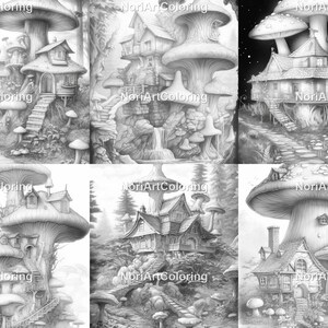 30 Mushroom Fairy Houses Set 1 Coloring Pages | Printable Adult ...