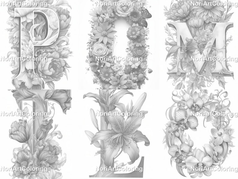 100 Floral Alphabet Coloring Pages | Letters With Flowers | Printable ...