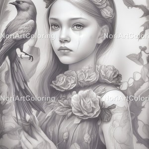 30 Gothic Girls Set 3 Coloring Pages | Bright and Dark Versions ...