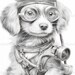 28 Steampunk Baby Animals Set 2 Grayscale Coloring Pages Printable ...