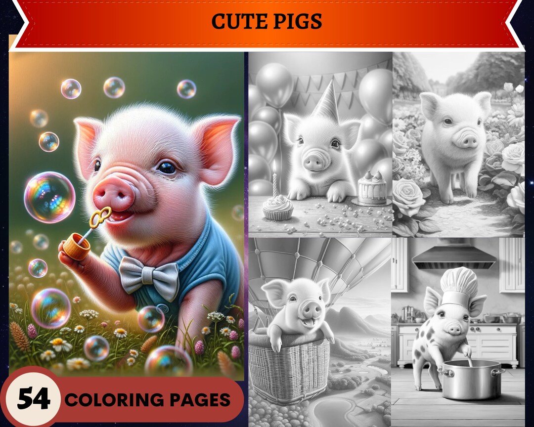54 cute Pigs Grayscale Coloring Pages Printable Adult Coloring Pages ...