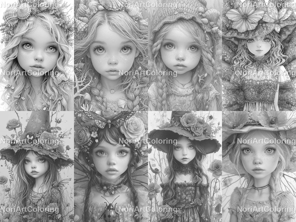 50 Cute Little Fairies Set 6 Coloring Pages | Printable Adult Coloring ...