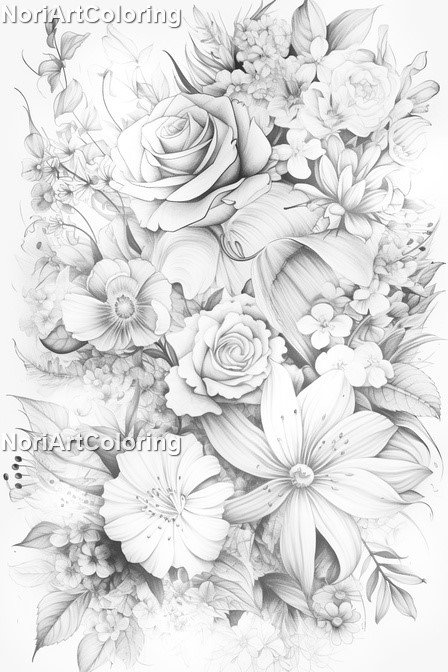 43 Realistic Flowers Coloring Pages Printable Adult Coloring - Etsy UK