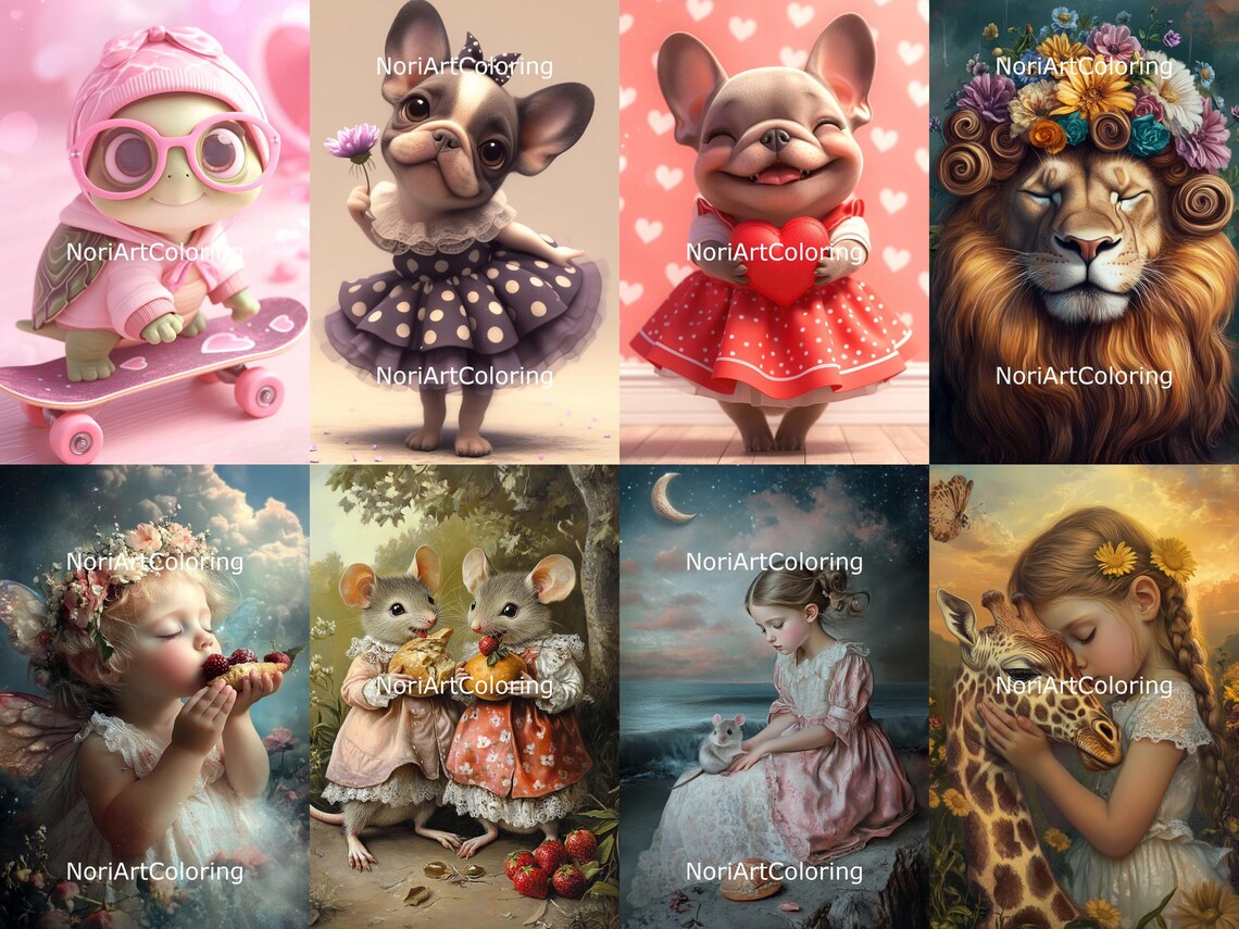 52 Cute Variety Diversity Set 2 Grayscale Coloring Pages |animals ...