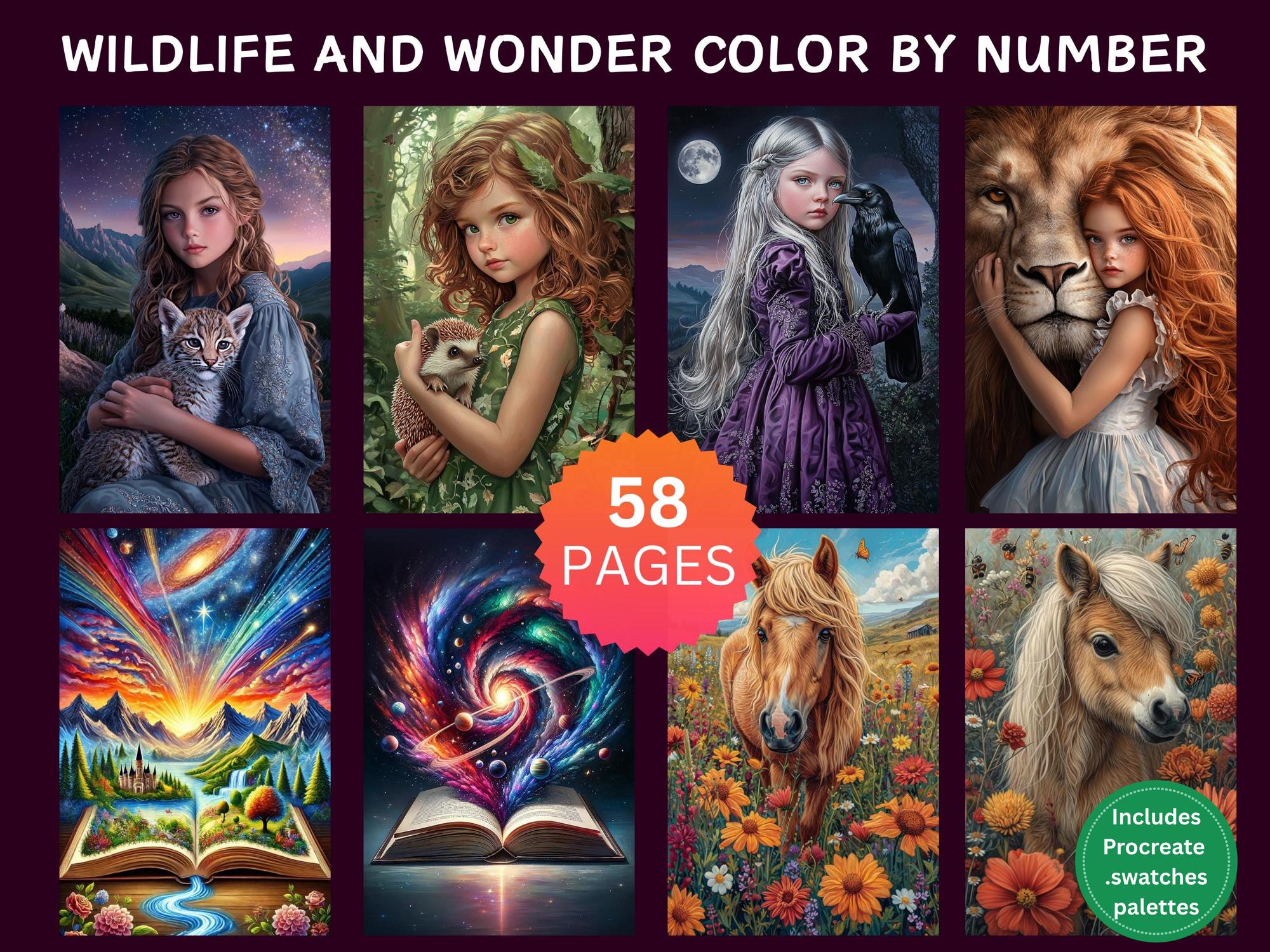 58 Wildlife and Wonder Color by Number Pages, Digital Coloring Pages ...
