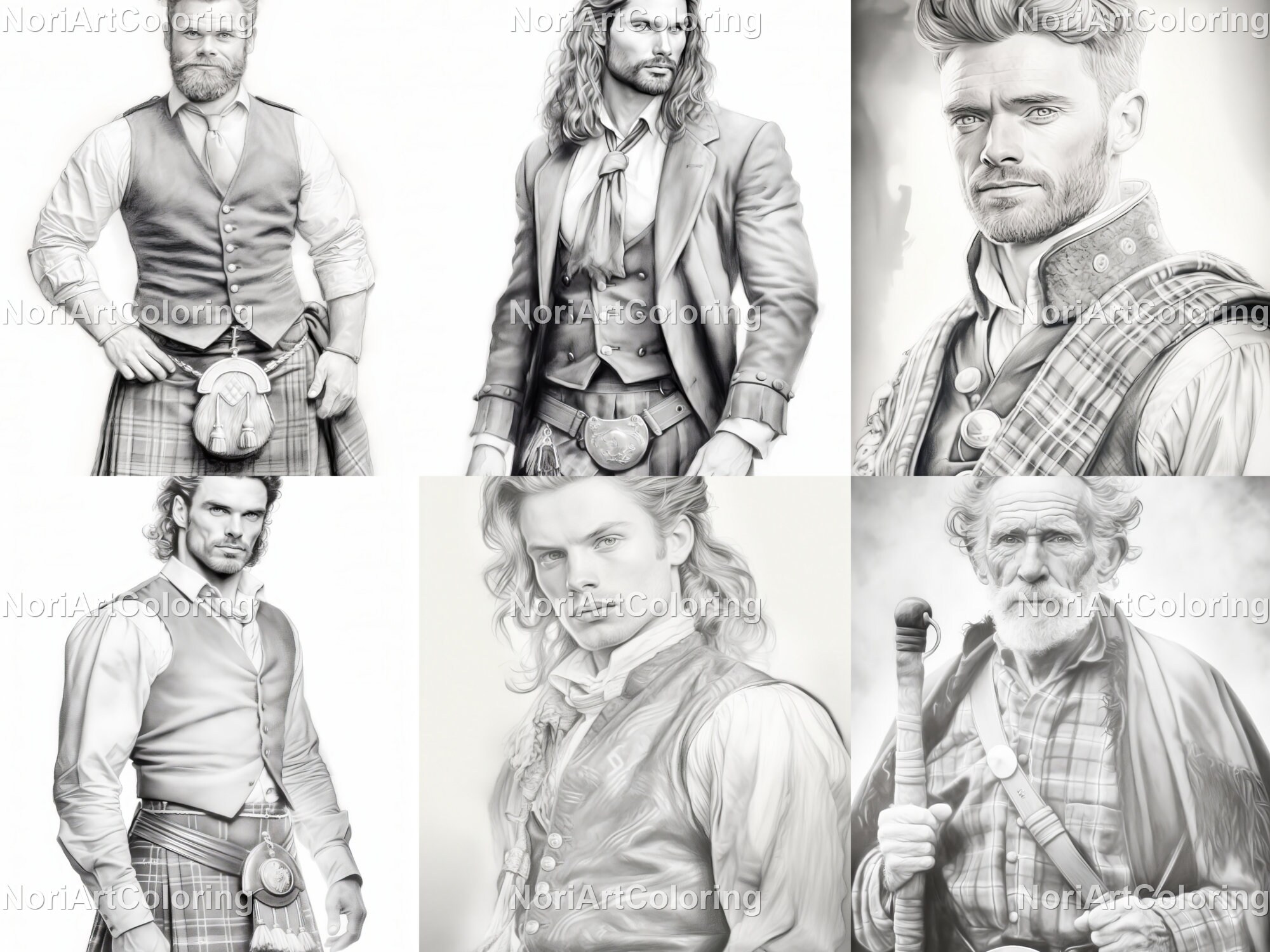 42 Scottish Highlanders | Irish Men |grayscale Coloring Pages|printable ...