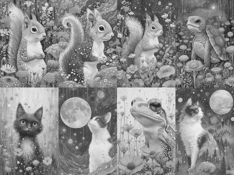 80 Art in Nature Grayscale Coloring Pages | Printable Adult Coloring ...