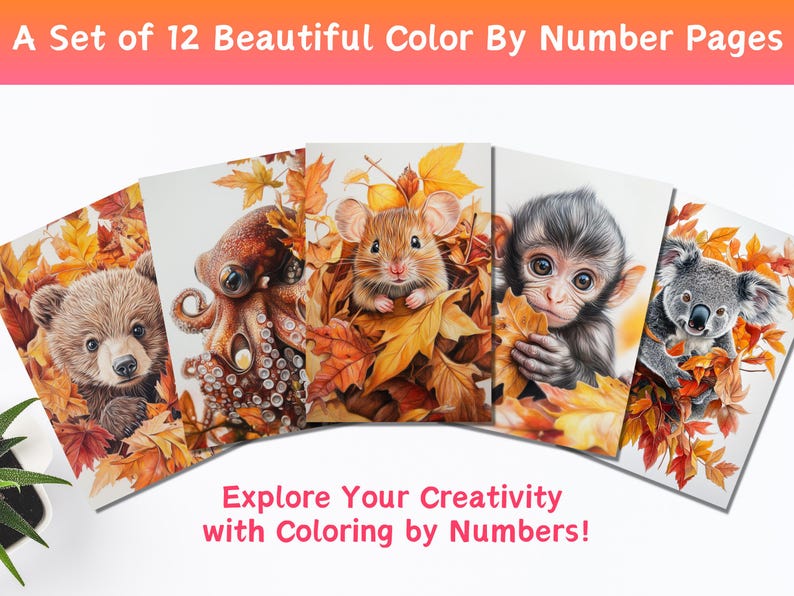 12 Color by Number Pages, Digital Coloring Pages, Paint by Numbers ...