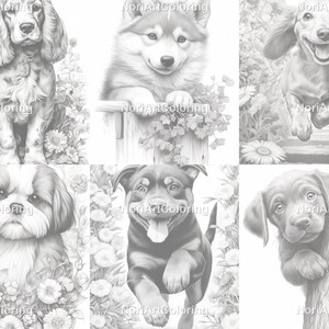 52 Dogs Different Breeds Set 1|grayscale Coloring Pages | Printable ...