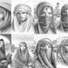 57 Veiled People Grayscale Coloring Pages | Printable Adult Coloring ...