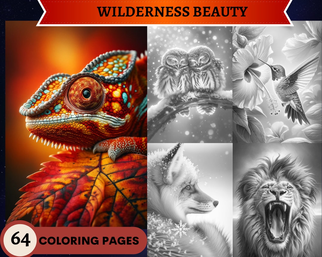 64 Wilderness Beauty Grayscale Coloring Pages | Printable Adult ...